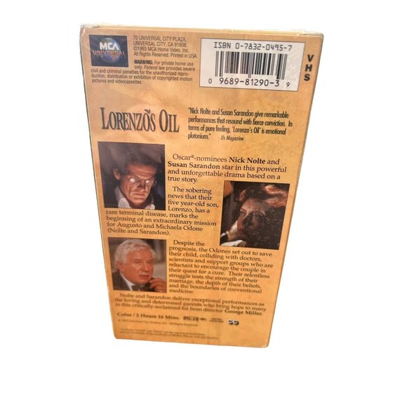 Universal | Media | Lorenzos Oil Vhs 993 Susan Sarandon Nick Molten ...